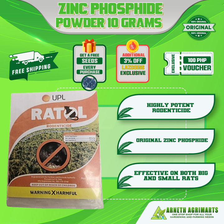 ARNETH ZINC PHOSPHIDE POWDER 10 GRAMS RODENTICIDE - RAT POISON / TRAP ...