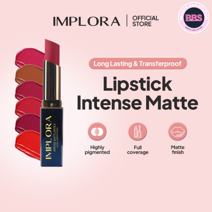 IMPLORA Lipstick Intense Matte Long Lasting Finish Lipstik Padat Lip ...