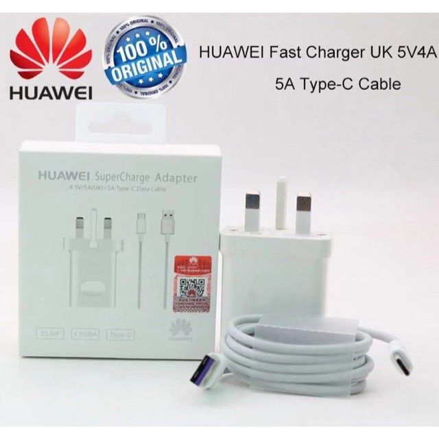 100% Original Huawei SuperCharge Fast Changer UK Plug 4.5A/5A 22.5W ...