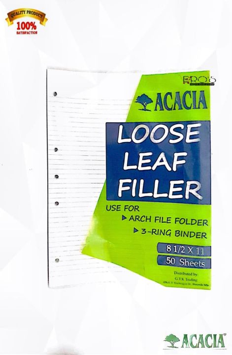 Acacia Binder Notebook Refill Loose Leaf Filler By 100's 0r By 50's ...
