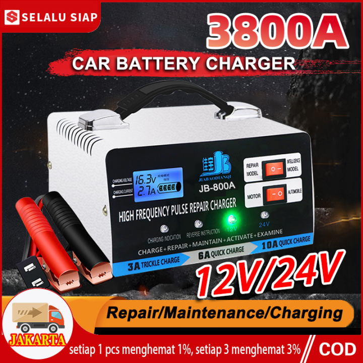Charger Aki Portable 3800A 12V/24V Car Battery Charger Motor Mobil ...