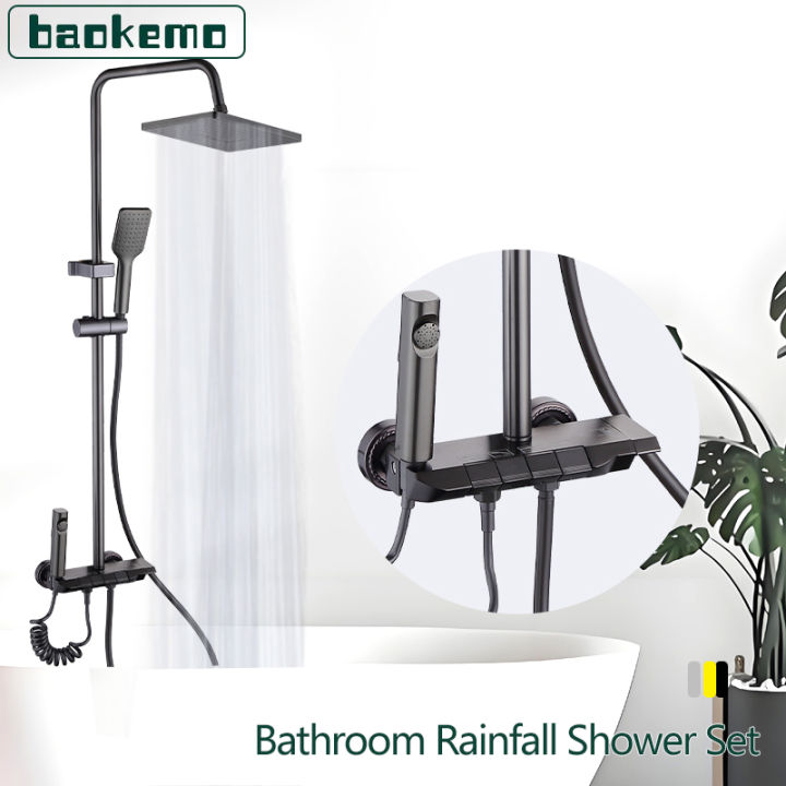Baokemo Modern Bathroom Piano Shower Set 4 Functions Rainfall Shower ...