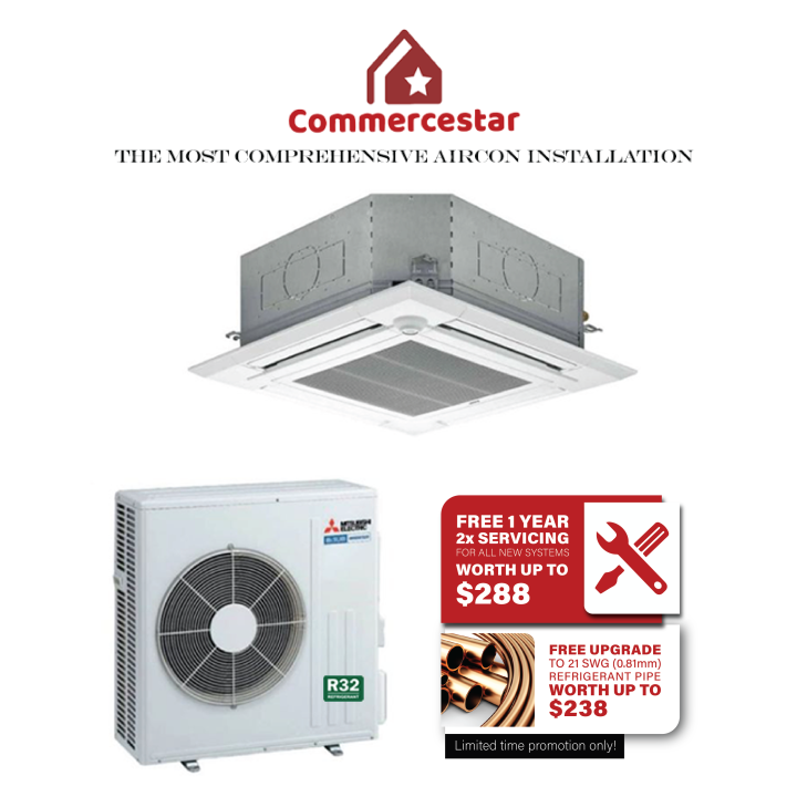 MITSUBISHI ELECTRIC R32 CEILING CASSETTE AIRCON INSTALLATION | Lazada ...