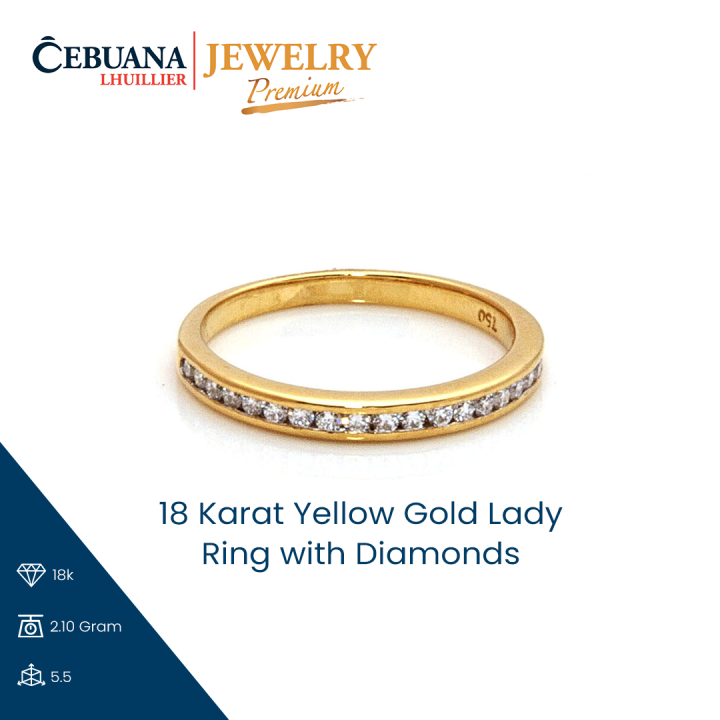 Cebuana Lhuillier Jewelry 18 Karat Yellow Gold Lady Ring with Diamonds ...