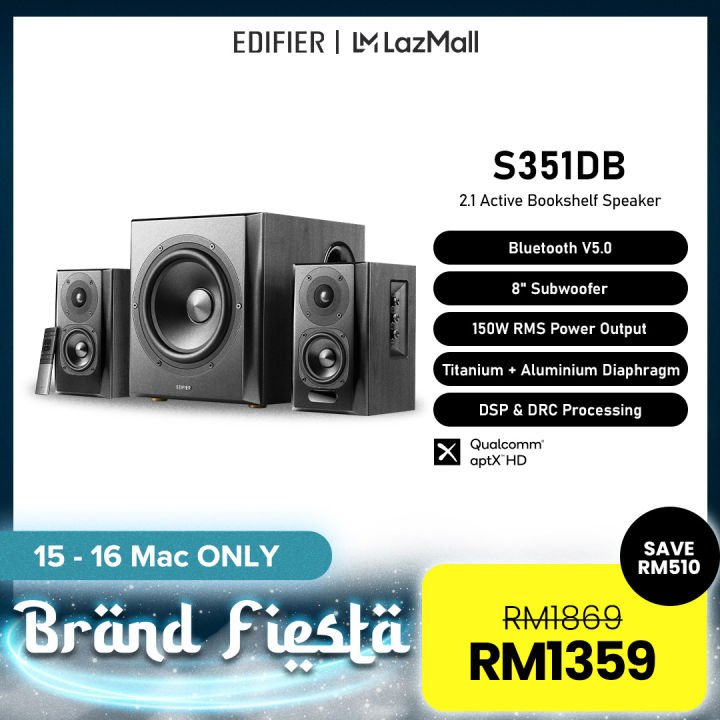 Edifier S351DB 2.1 Speakers - Bluetooth V5.1 | 8" Subwoofer | Titanium ...