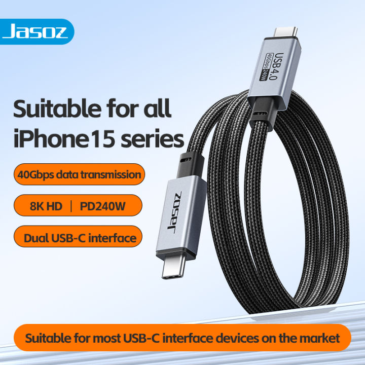 Jasoz 240W USB C 4.0 to UBS C Cable Thunderbolt 4 Video 8K 60Hz 5K 60Hz ...