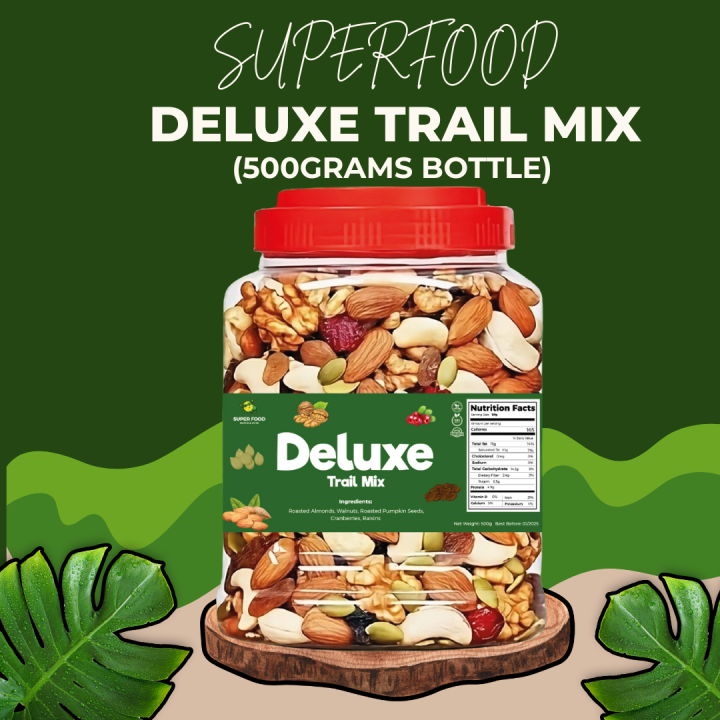 Superfood Deluxe Trail Mix Nuts Bottle ( Roasted Almond, Walnut ...