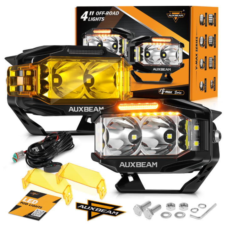 AUXBEAM 4x2.5inch LED Work Light 72W Spot Flood Combo Spotlights Pod ...
