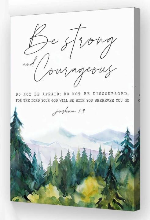 Luiayeib 'Be Strong and Courageous' Joshua 1:9 Bible Verse Wall Art ...