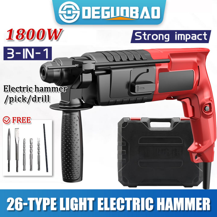 1800W Professional Rotary Hammer Drill Heavy Duty 3 Functions 26mm 20mm ...