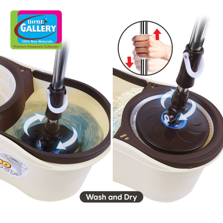 Home Gallery Tornado Mop 360° Spin-Dry Bucket with 1 Microfiber Mop ...