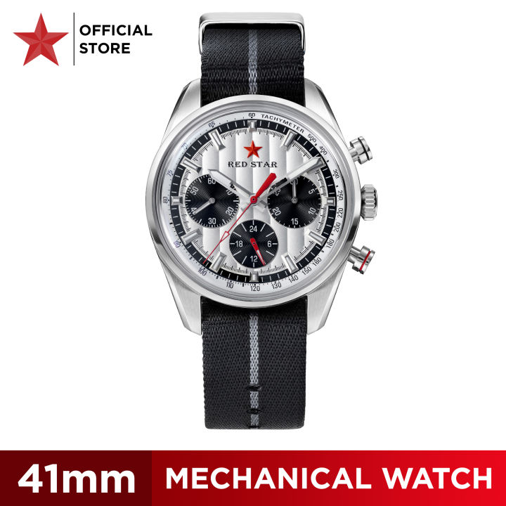 Red Star White Dial ST1903 Movement Mechanical Hand Winding Chronograph ...