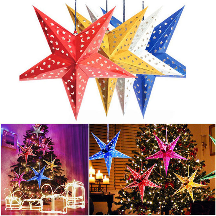 30/45/60cm 3D Star Paper Lampshade Christmas Five-Pointed Star Ceiling ...