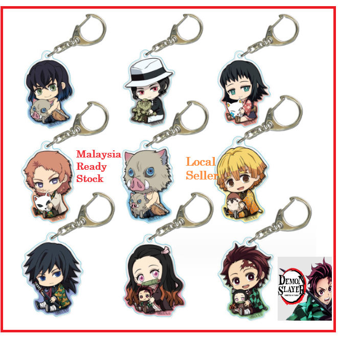 Anime Demon Slayer Keychain Acrylic Kimetsu no Yaiba Ghost Keychains ...