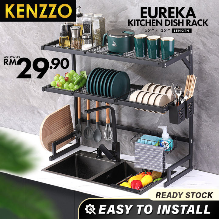 KENZZO Eureka Kitchen Rack Dish Rack Rak Dapur Kabinet Rak/ Pinggan ...