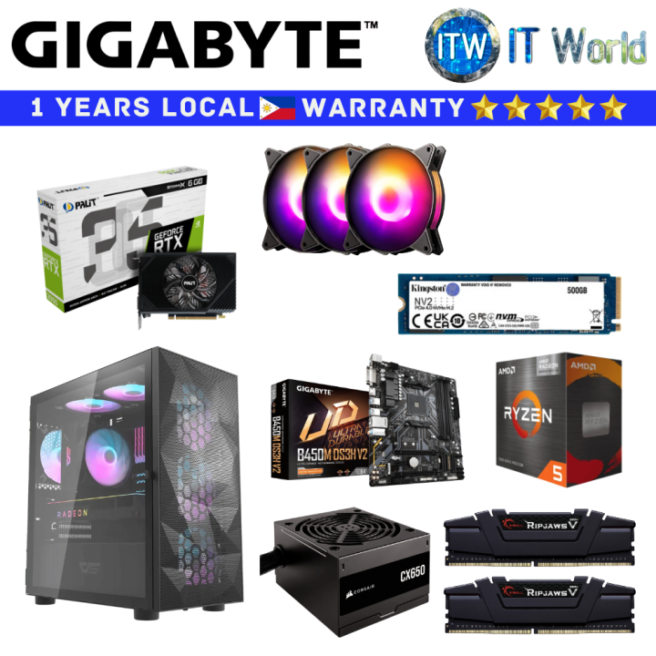 Gaming PC Desktop Computer Set Gigabyte Duke Build 5 5600G 3050 RTX ...