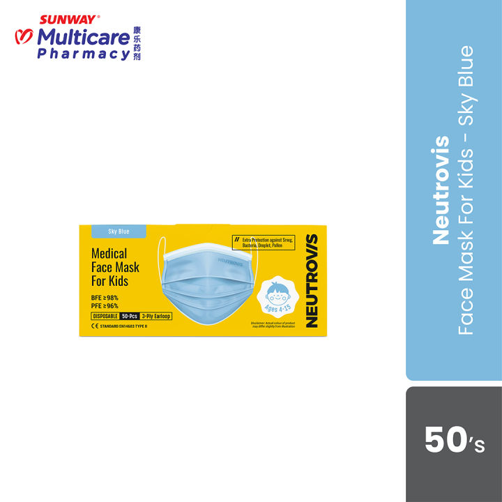 Neutrovis Kids Medical Face Mask 50's (Sky Blue) | Lazada
