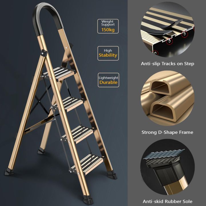 Aluminum Alloy Portable Ladder Folding Ladder Stable Household Ladder ...