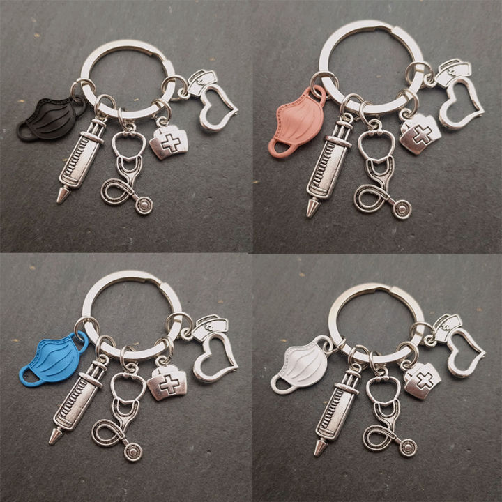 🔥B.two👍 Nurse Doctor Mask Keychain Medical Paramedic Syringe Syringe ...