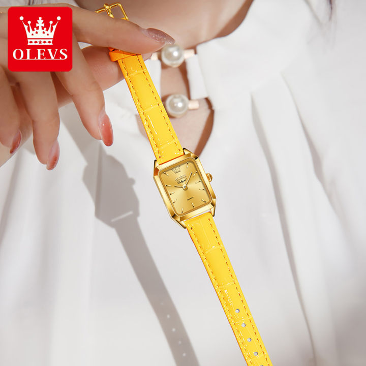 Luxury Swiss Brand OLEVS Gold Watch for women Original Square Dial ...