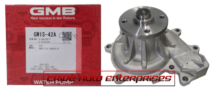 GENUINE GMB GWIS-42A Water Pump Assembly for Isuzu Elf [4HE1, 4HF1 ...