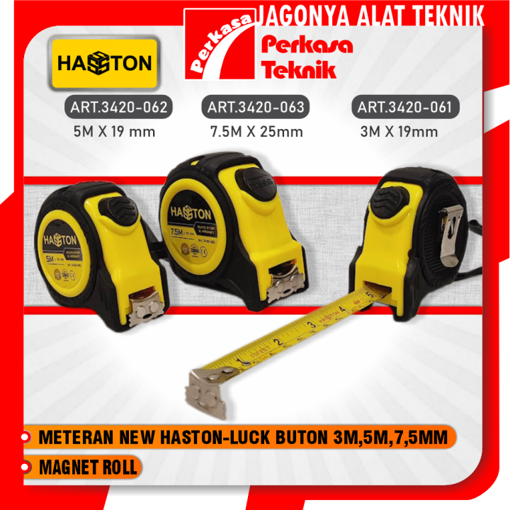 HASSTON 3420-061/2/3 Meteran Pengukur 3M 5M x 19mm 7,5M x 25mm Auto ...