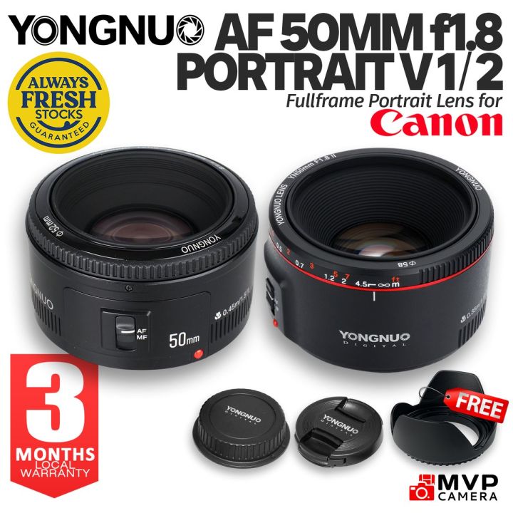 YONGNUO YN 50mm f1.8 Lens for Canon EF Version 1 and 2 Portrait Lens Bokeh MVP CAMERA | Lazada PH