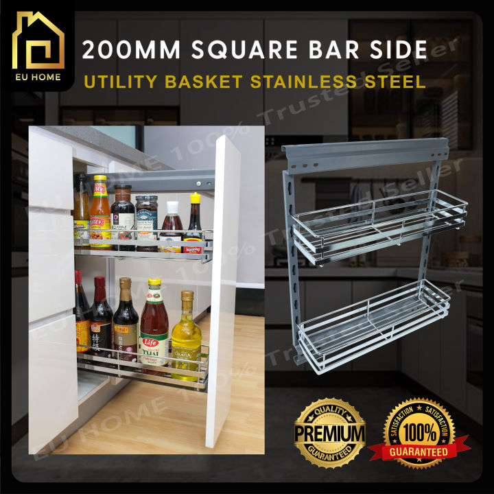 Kitchen Basket Multi-Purpose Drawer Square Bar Pull Out Basket (200mm) / Kitchen Pull Out Basket ...