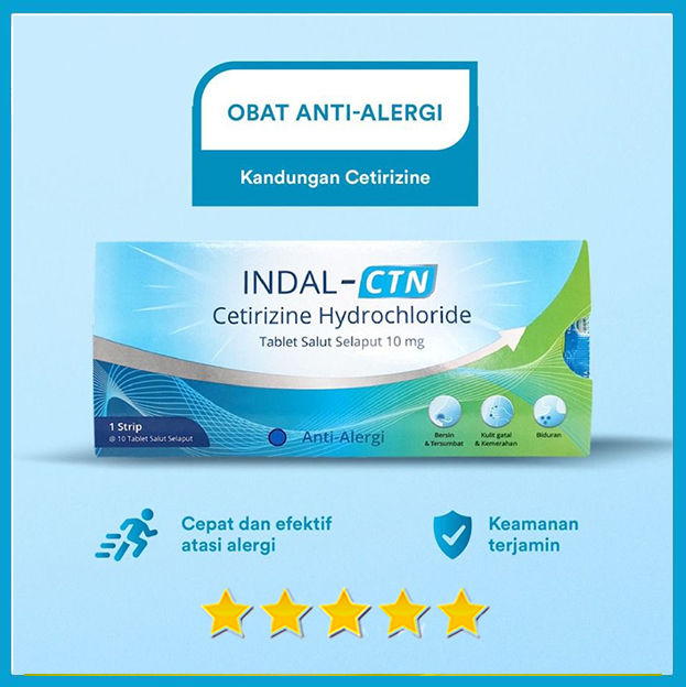 Obat Alergi INDAL-CTN 10 MG Strip 10 Tablet | Meringankan Gatal Biduran ...