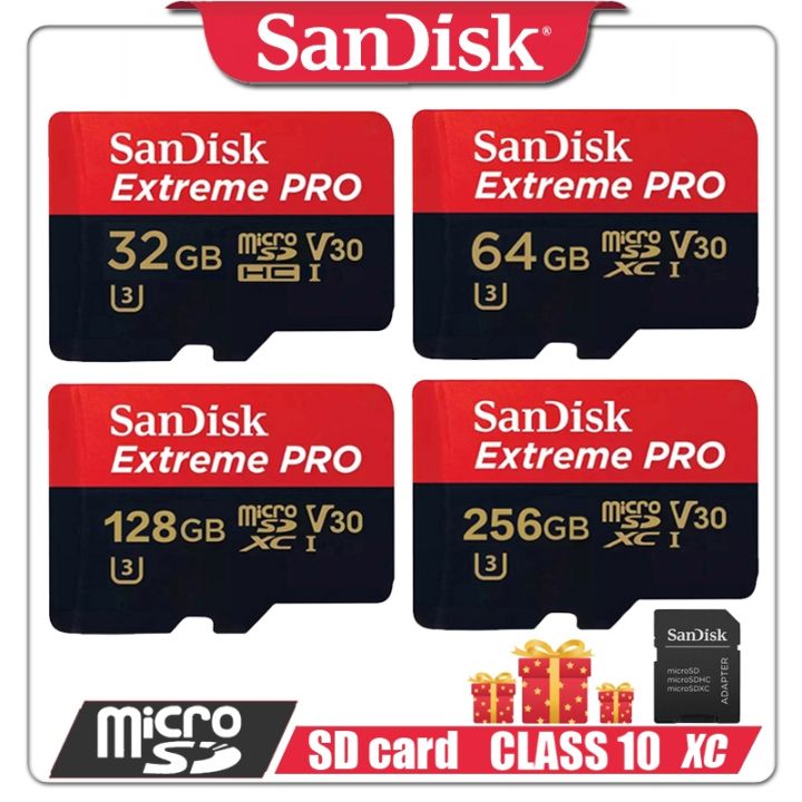 COD Sandisk 128GB U3 memory card sd card Extreme PRO C10 100MBs 32GB 64GB 256GB 512GB Micro SD ...