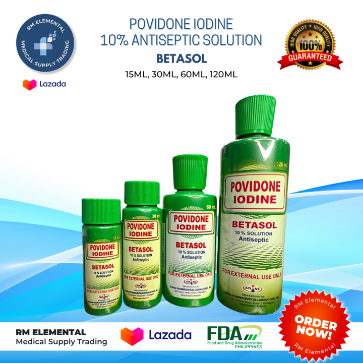 Povidone Iodine 10% Solution Antiseptic Betasol (15ml, 30ml, 60ml ...