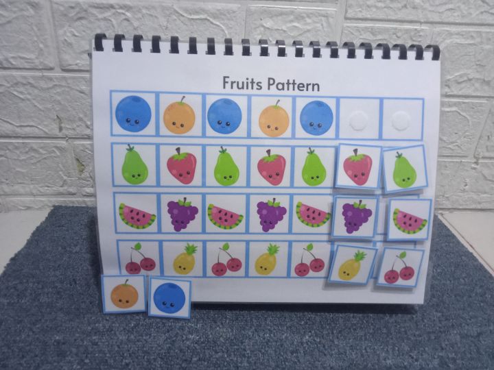Fruits Patterns Busy Book Interactive Learning Laminated With Velcro ...