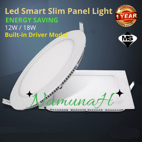LED Smart Slim Panel Light 12W / 18W Round And Square Built-in Driver Panel light With {SIRIM ...