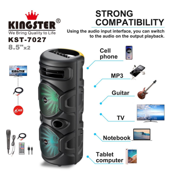 Kst -7027 BIG SUPER BASS Bluetooth Wireless Speaker with free mic | Lazada PH