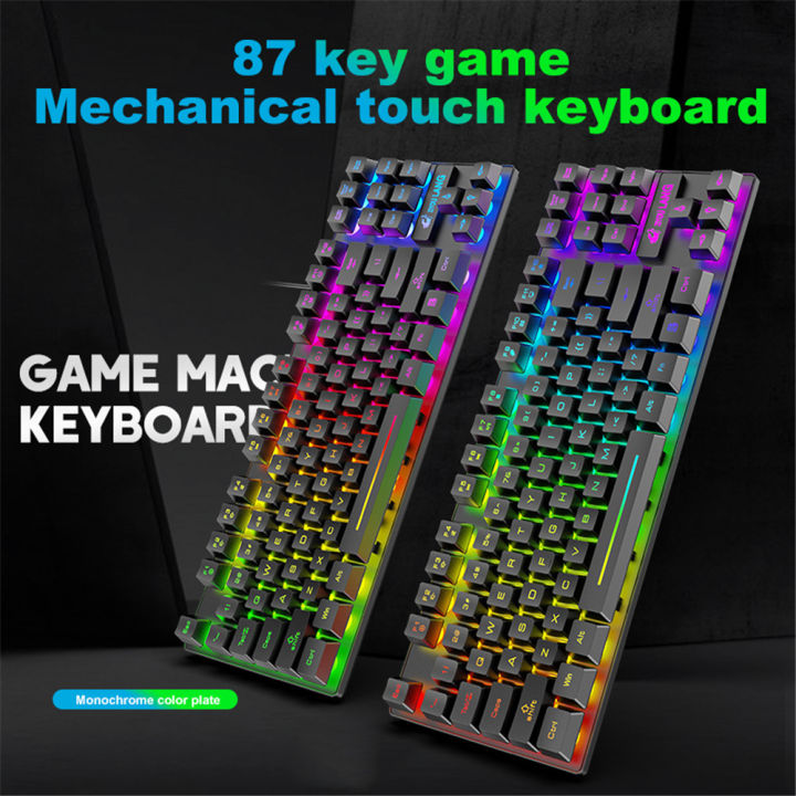 Fashion Seven-colors Backlit Keyboard K16 87 Keys 12 Multimedia Keys ...