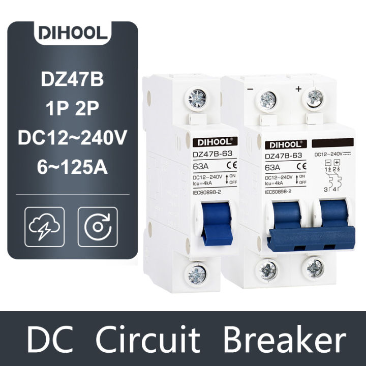 DC 12V 24V 48V 72V MCB แบตเตอรี่ Mini Circuit Breaker 16A 25A 32A 63A ...