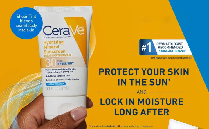 Cerave Hydrating Mineral Sunscreen SPF30 Oil-Control Moisturizing ...