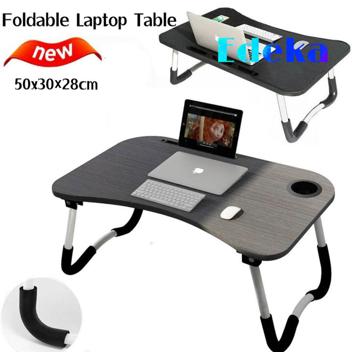 Mini Portable Foldable Laptop Wooden Table, Study Desk Lazy Bed Desk ...