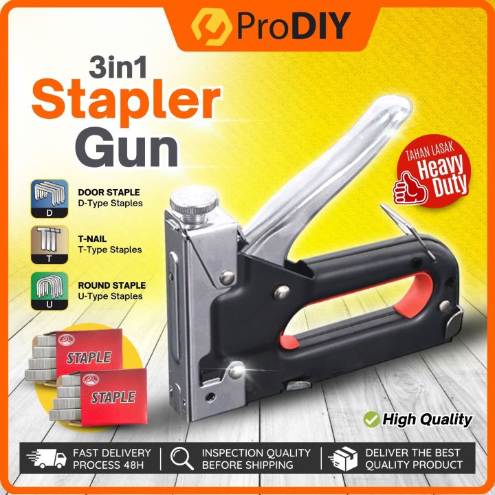 3 in 1 Stapler Gun Heavy Duty Multitool Nail Stapler Bullet U-Type T ...