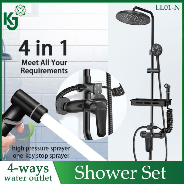 KJ shower set with faucet 304 Stainless Steel 4 in 1 Cold and Hot ...
