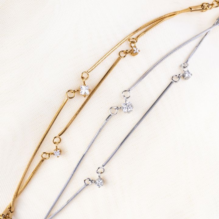 Valichain - Petite Gem Square Twin Bracelet | Lazada.co.th