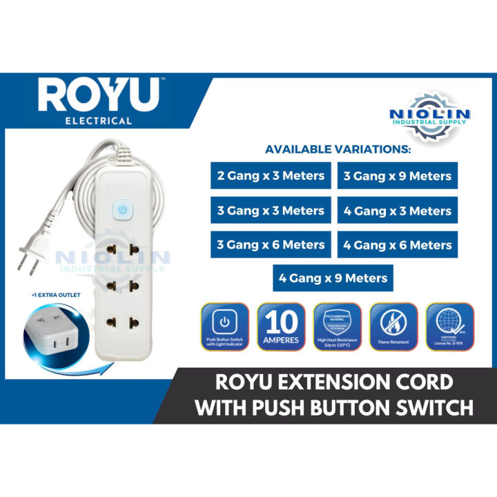 ROYU Extension with Push Button Switch | Lazada PH