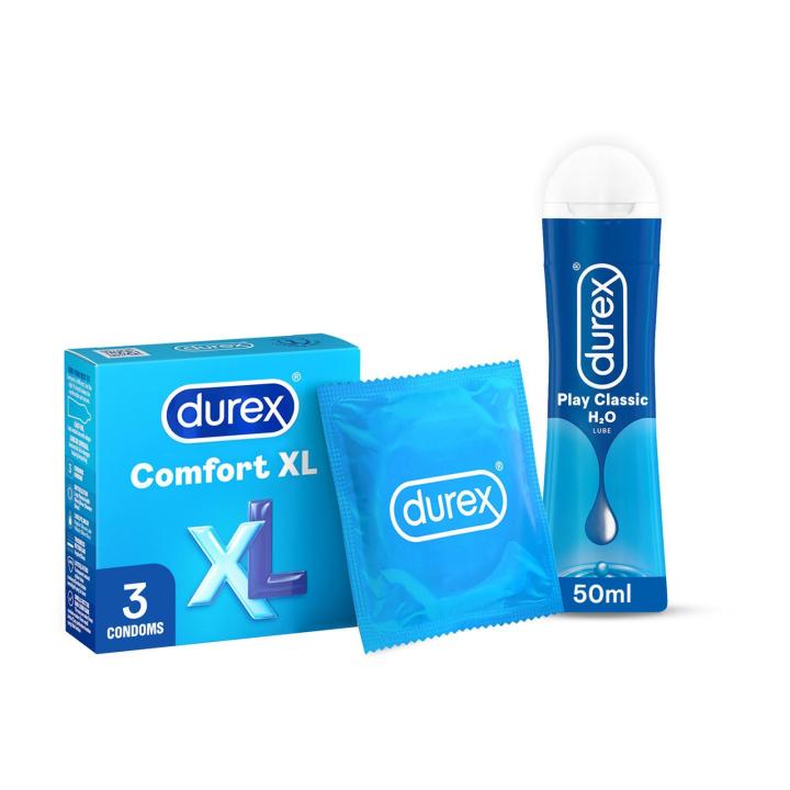 Durex Comfort Extra Large Condoms 3s And Play Classic Lubricant 50 ML ...