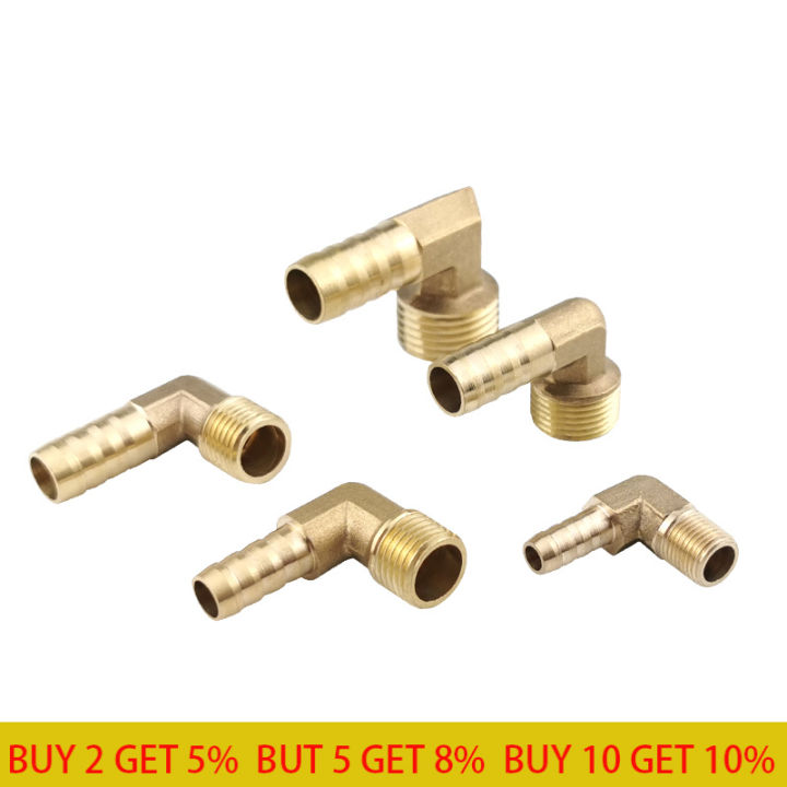 Brass Hose Barb Fitting Elbow 6/8/10/12mm To 1/4 1/8 1/2 3/8 BSP Male ...