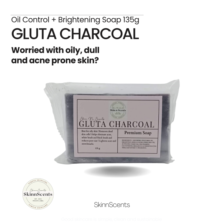 GLUTA CHARCOAL Oil Control + Brightening + Clarifying Anti-Acne Soap ...