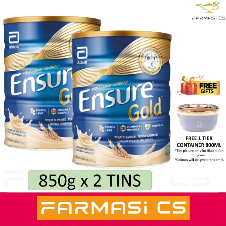 Abbott Ensure Gold Wheat Flavored 850g x 2 Tins (TWIN) FREE CONTAINER EXP:11/2024 [ powder milk ...