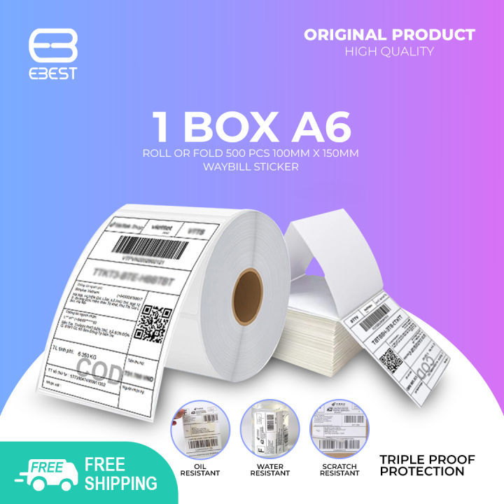 Thermal Waybill Sticker A6 100mmx150mm Roll or Fold Triple Proof ...