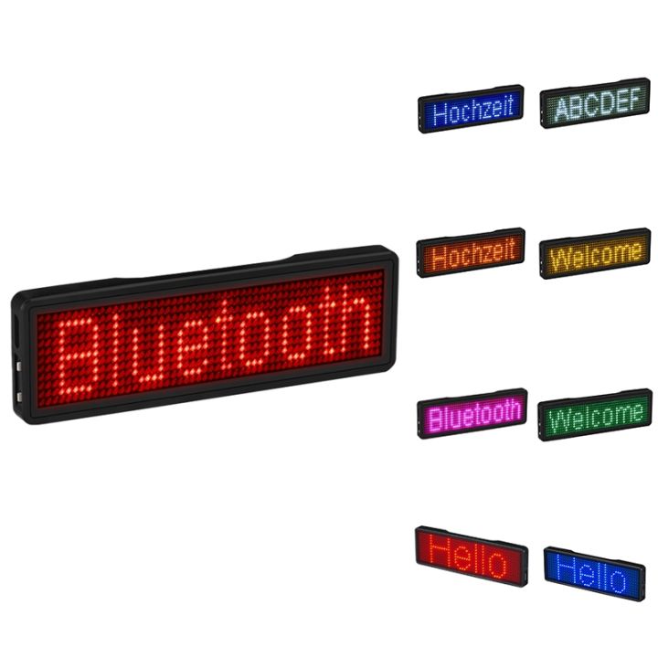 Bluetooth LED Name Badge Rechargeable Light Sign DIY Programmable Scrolling Message Board ...