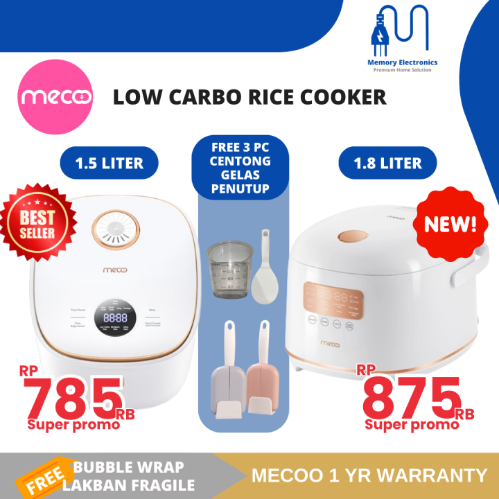 Mecoo Rice cooker Low Watt Low Sugar Low Carbo 1.8 Liter Mewah ...