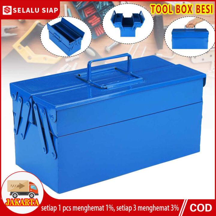 Portable Tool Box Besi 2 susun Tempat Perkakas Kerja/Perbaikan Otomatis ...